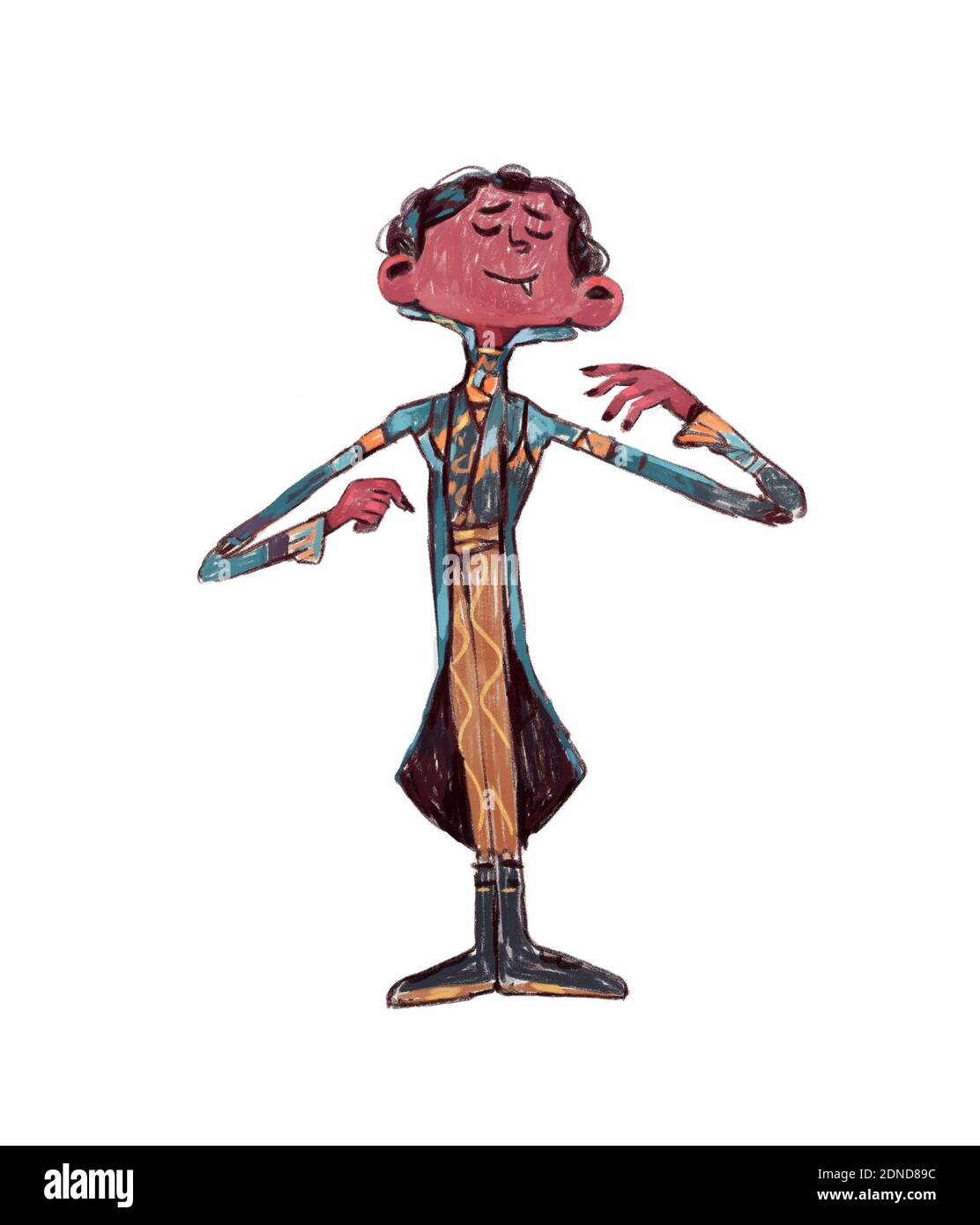 Petit tissu vampire noble. Dessin au crayon couleur et pastel. Clipart ...