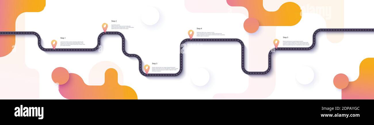 Carte routière et itinéraire voyage infographie modèle. Route sinueuse ...