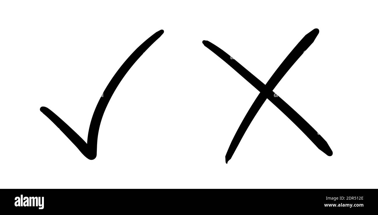 Cocher et croix - symboles, signes et pictogrammes de confirmation, d ...