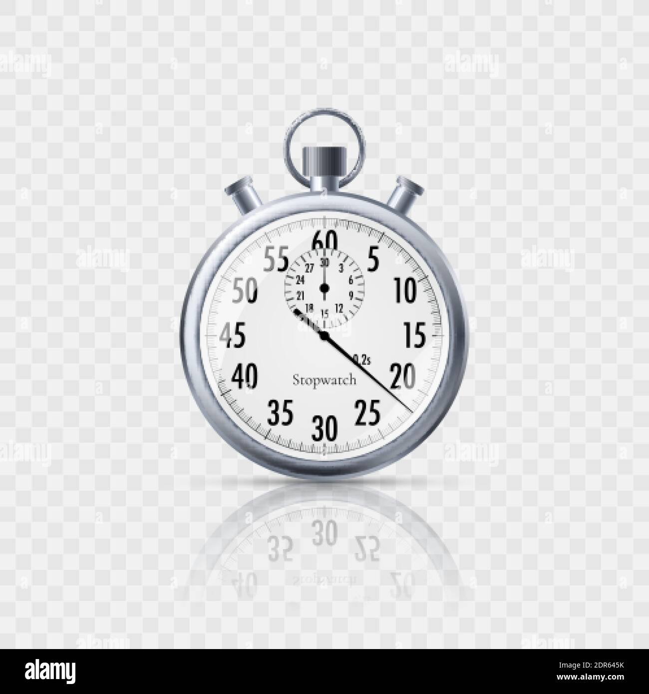 Chronomètre de style réaliste avec réflexion isolée sur fond ...