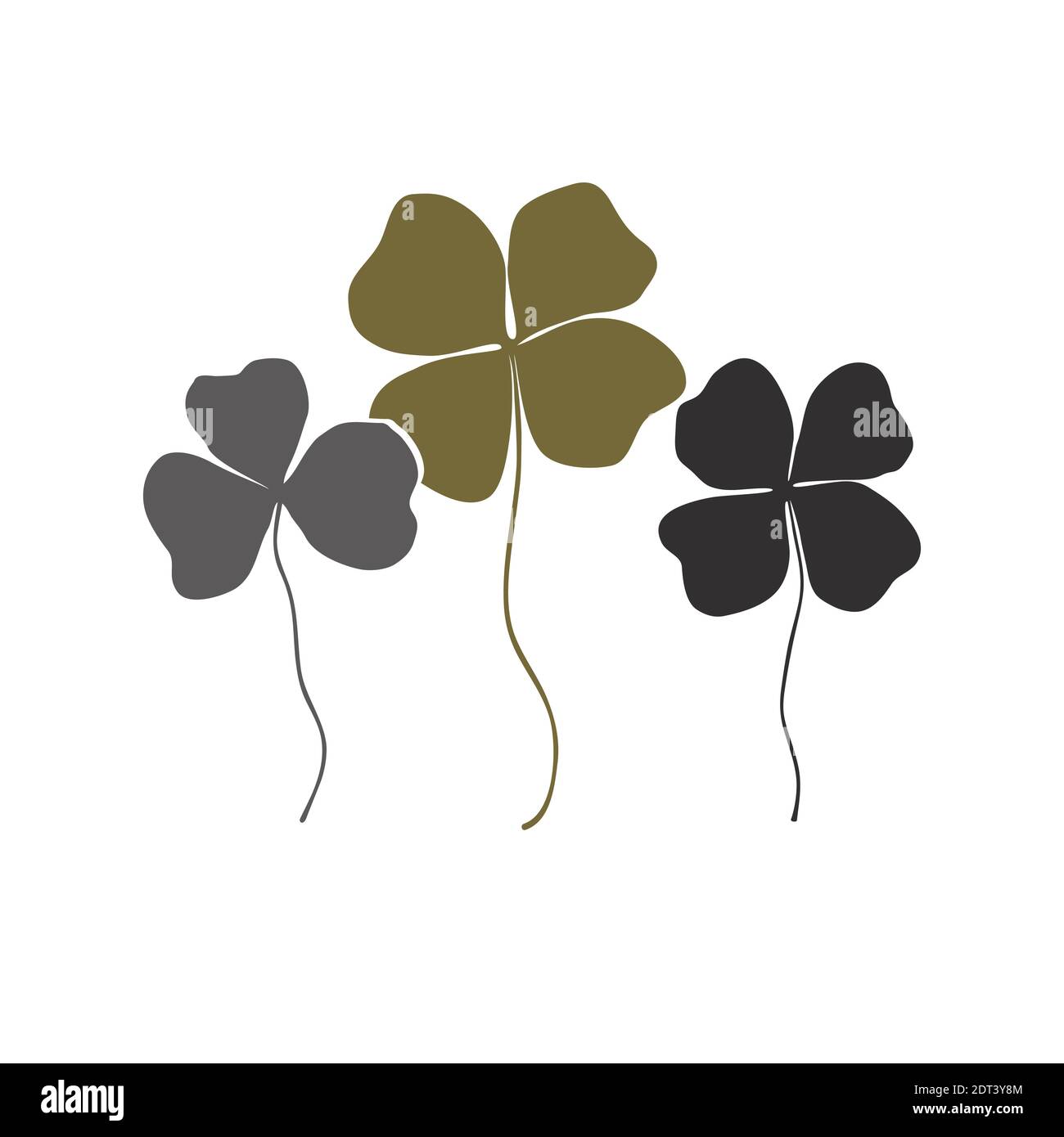 Trèfle avec bouquet de quatre et trois feuilles. Logo Shamrock ou icône ...