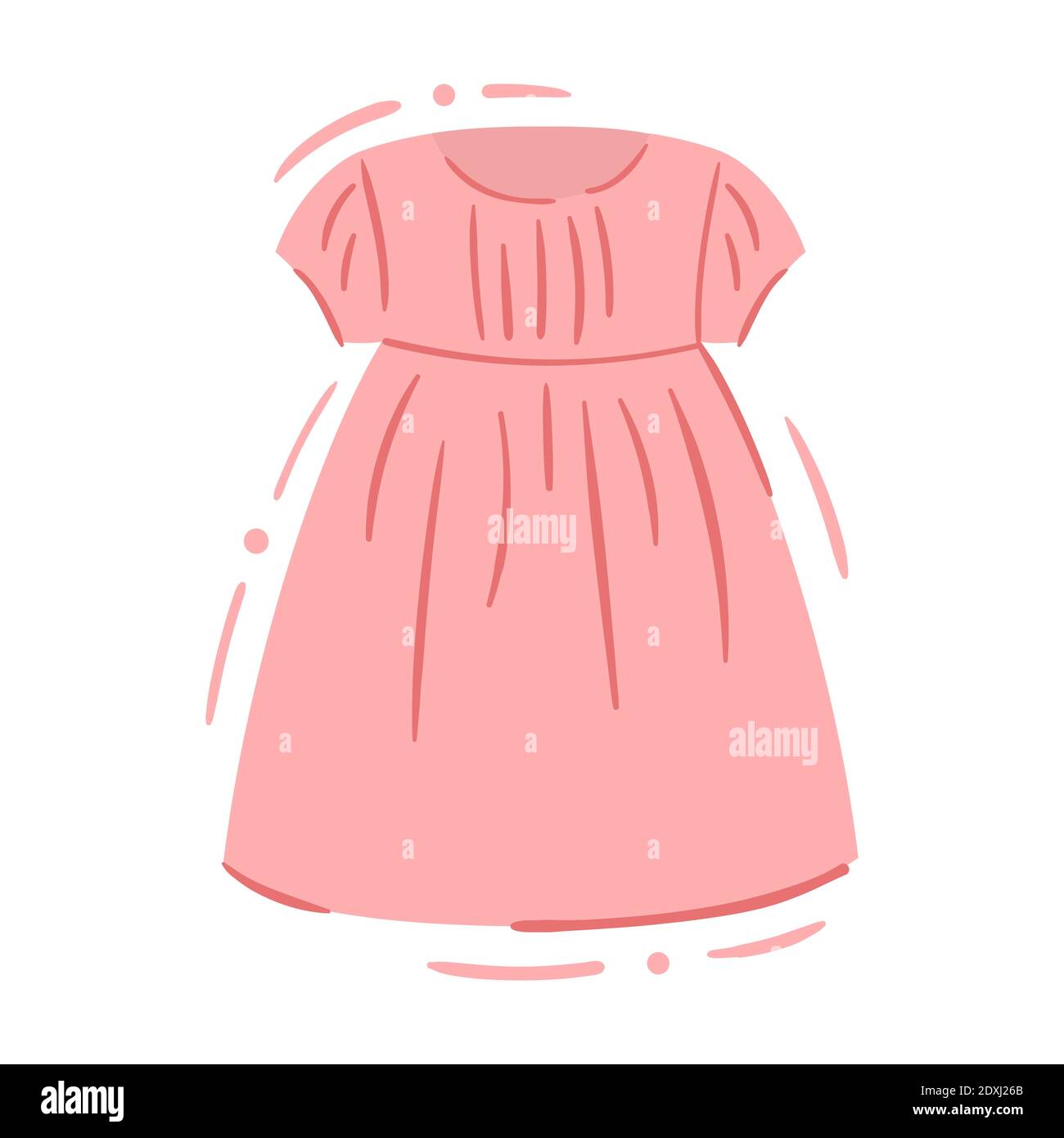 Décontracté bébé fille robe rose avec jupe molletonnée - illustration ...