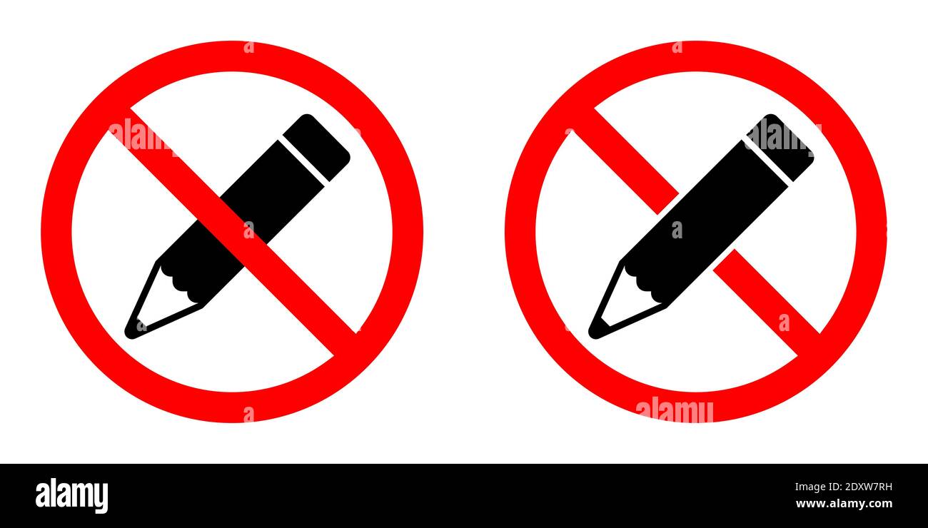 Le crayon est interdit. Arrêter le jeu d'icônes de crayon. Illustration ...