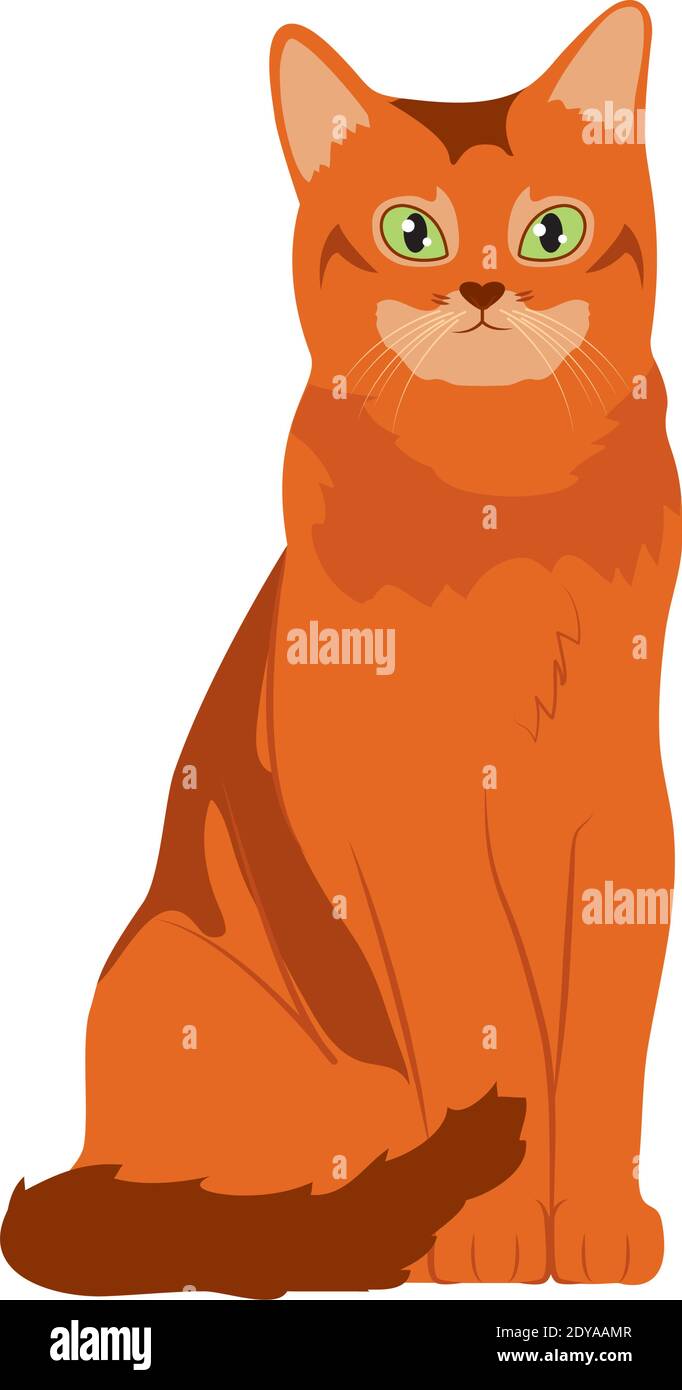 icône représentant un chat rouge sur fond blanc, dessin animé coloré ...