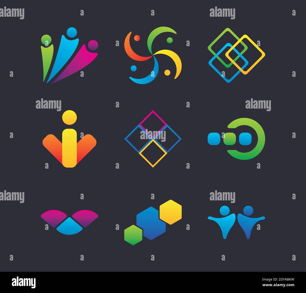 ensemble de neuf logos entreprise ensemble icônes dessin vectoriel d ...