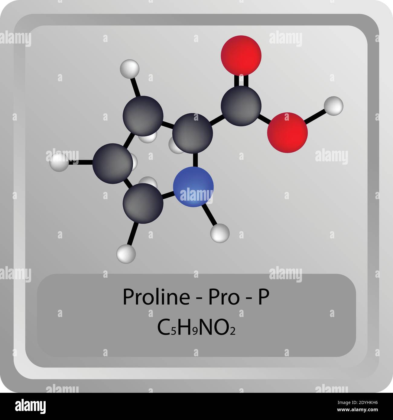 Formule chimique de la proline Banque d'images vectorielles - Alamy