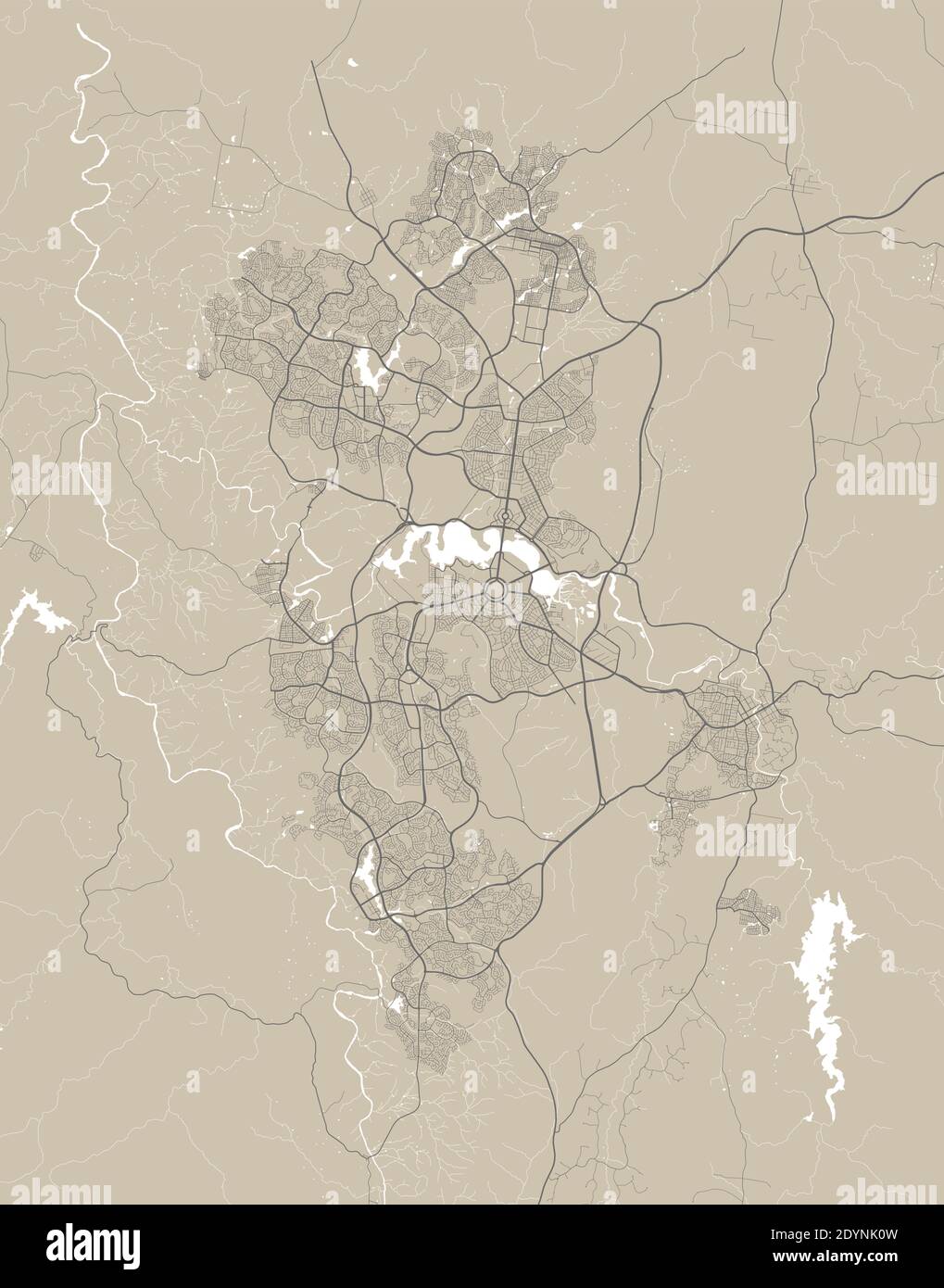 Affiche de la carte de la ville de Canberra. Carte de Canberra affiche ...