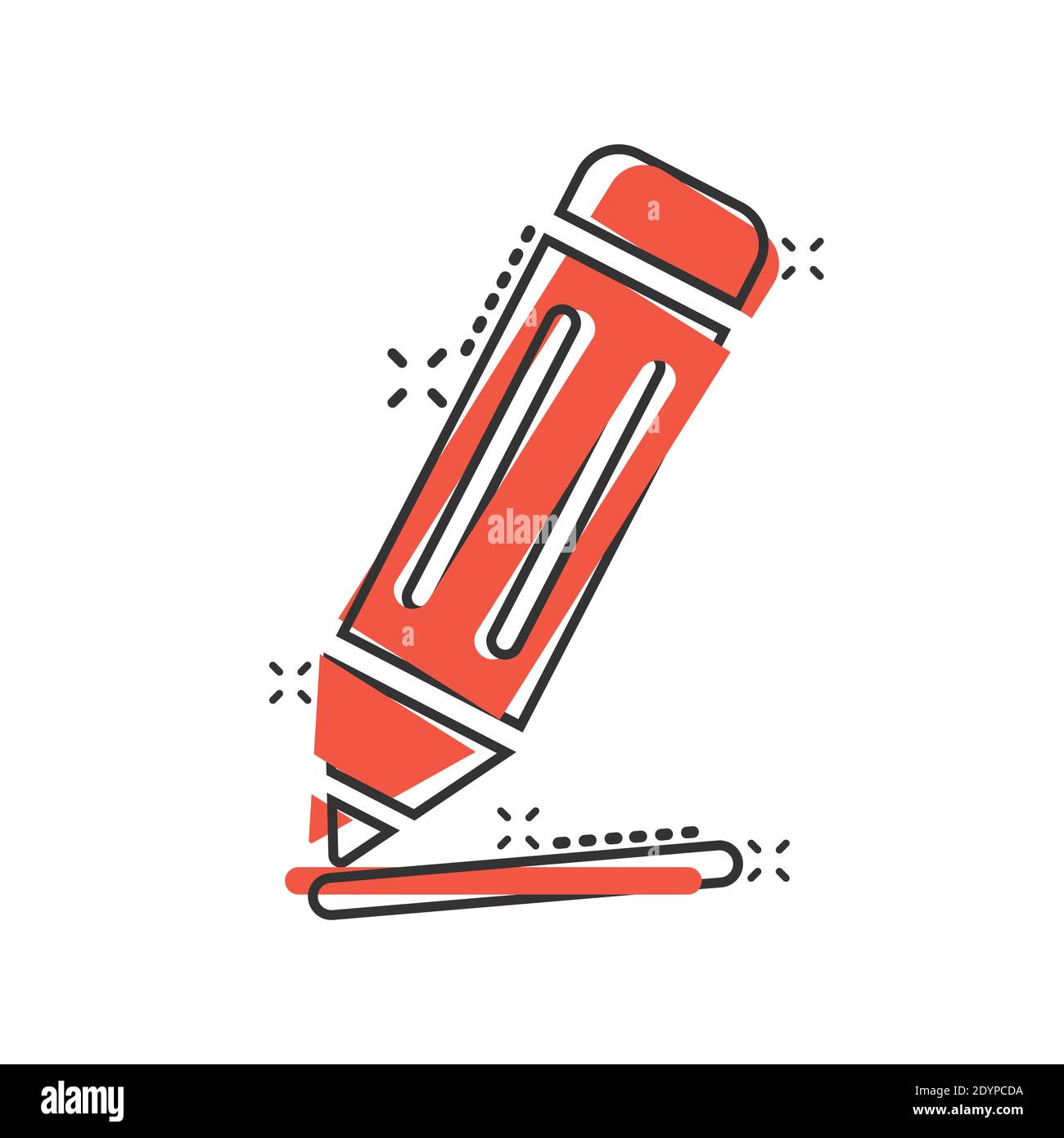 Icône crayon dans le style comique. Illustration vectorielle de dessin ...