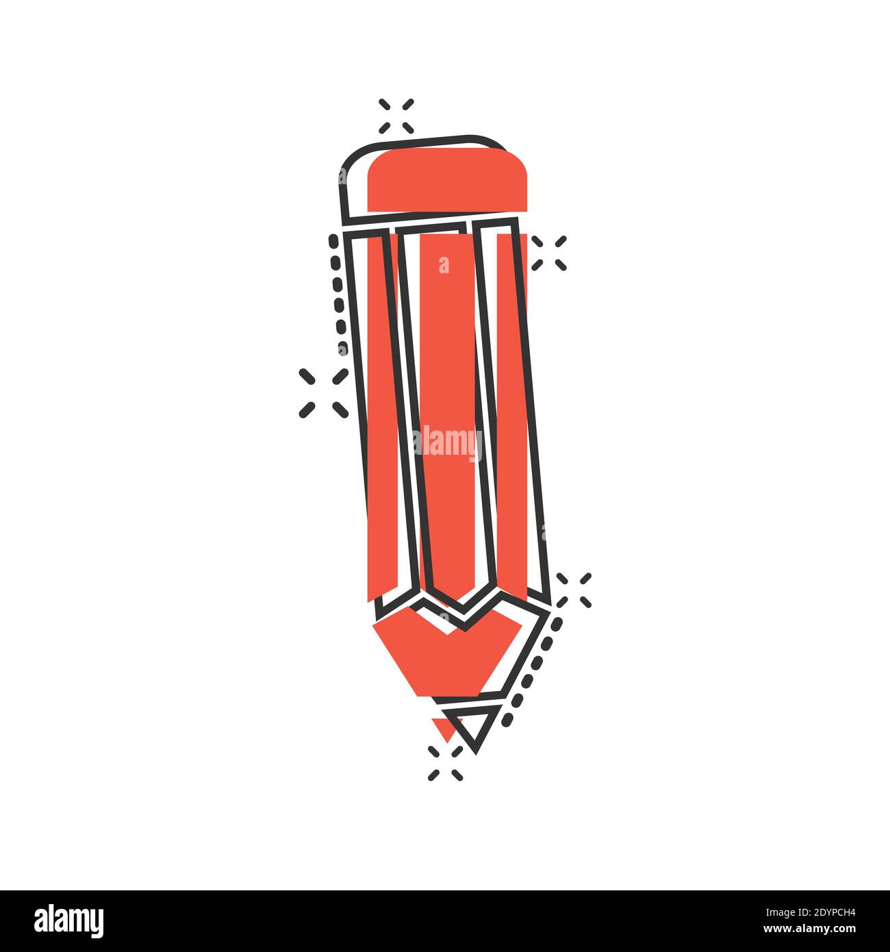 Icône crayon dans le style comique. Illustration vectorielle de dessin ...