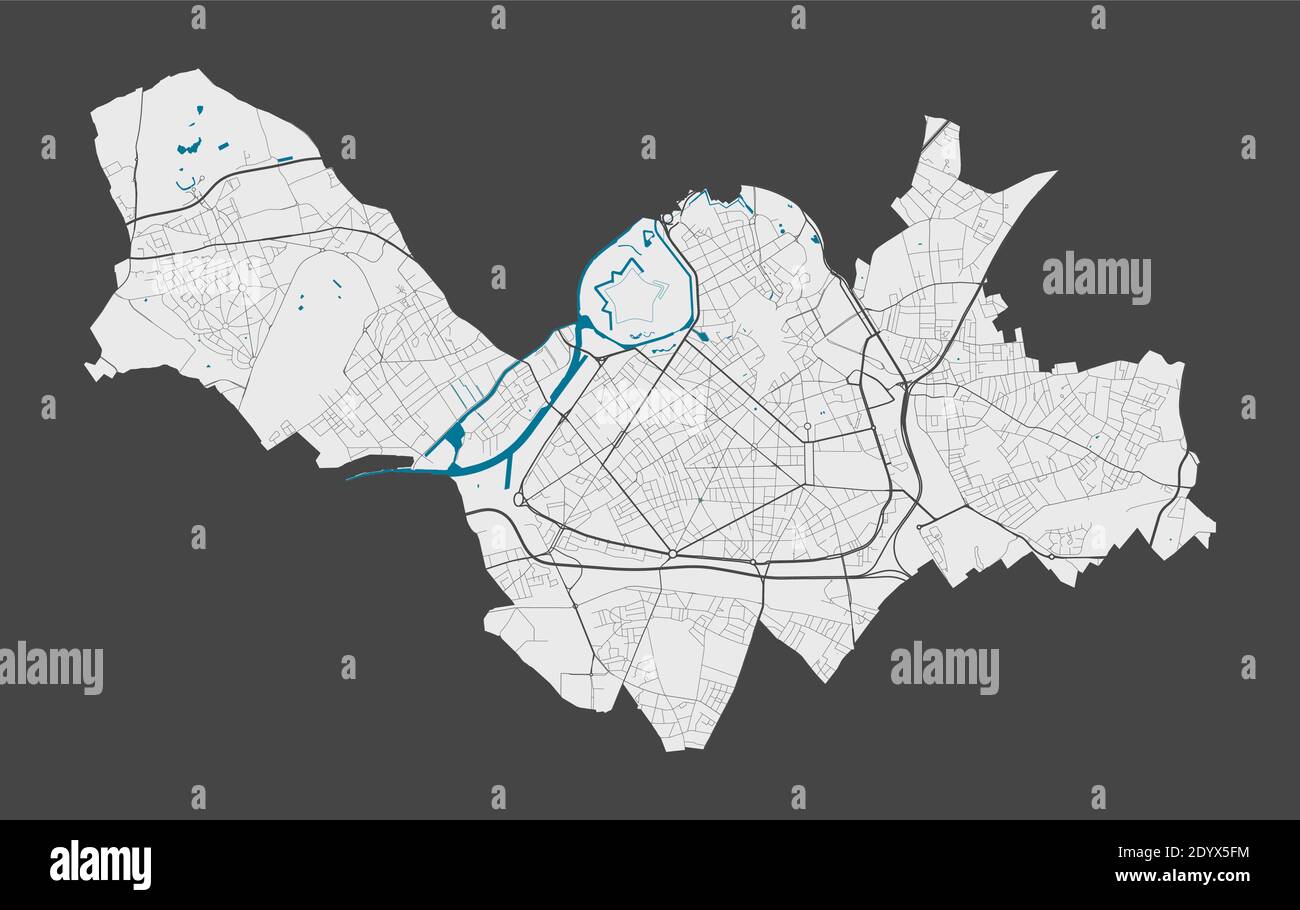 Plan de Lille. Plan détaillé du quartier administratif de Lille ...