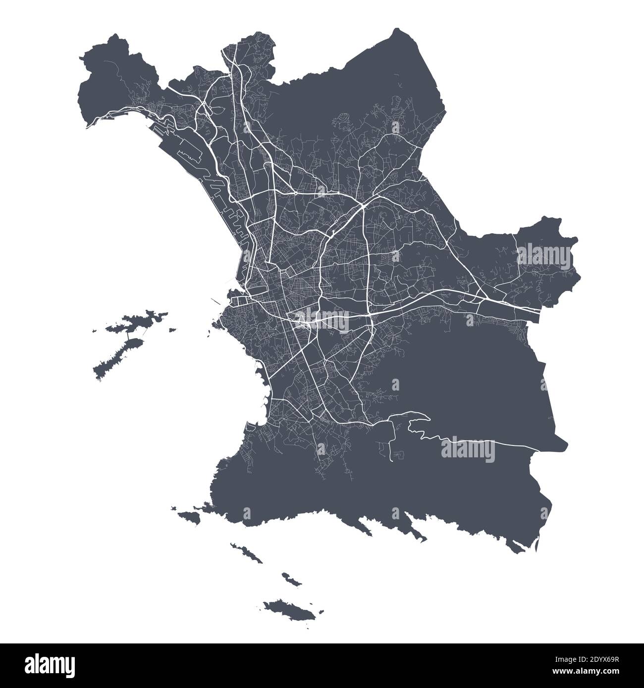 Carte de Marseille. Carte vectorielle détaillée de la zone administrative de Marseille. Affiche ...