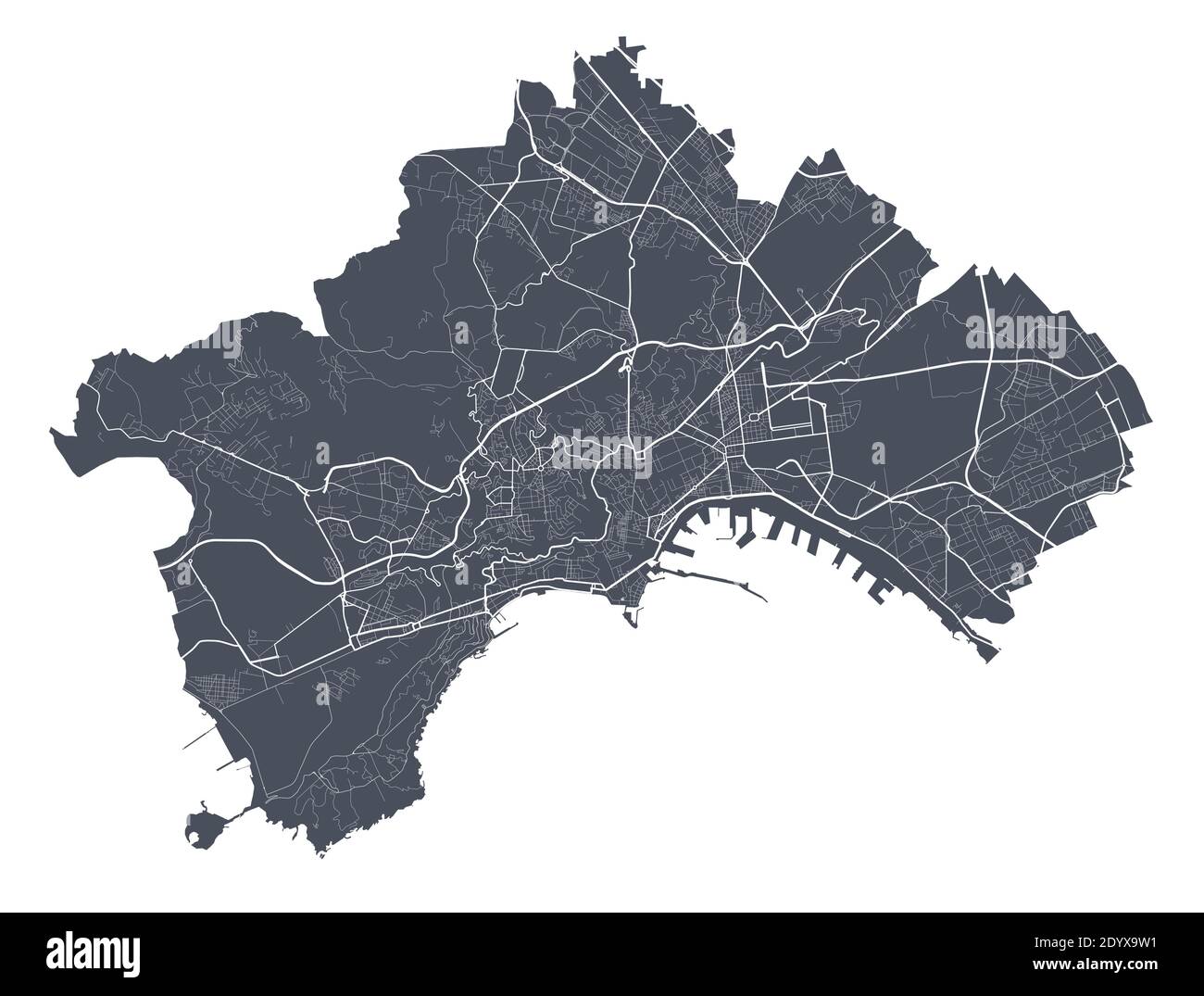 Plan de Naples. Carte vectorielle détaillée de la zone administrative ...