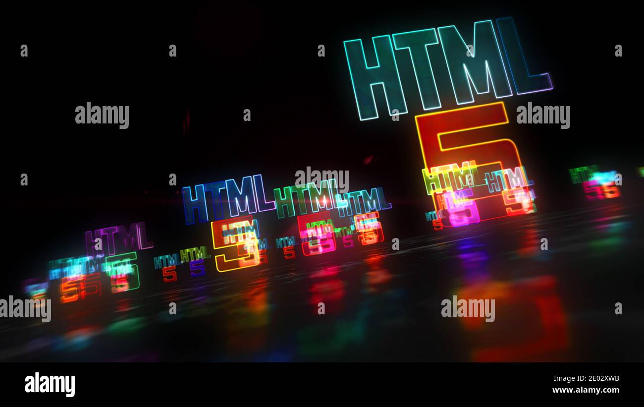 Symbole HTML5, développement, code, langage informatique et technologie ...