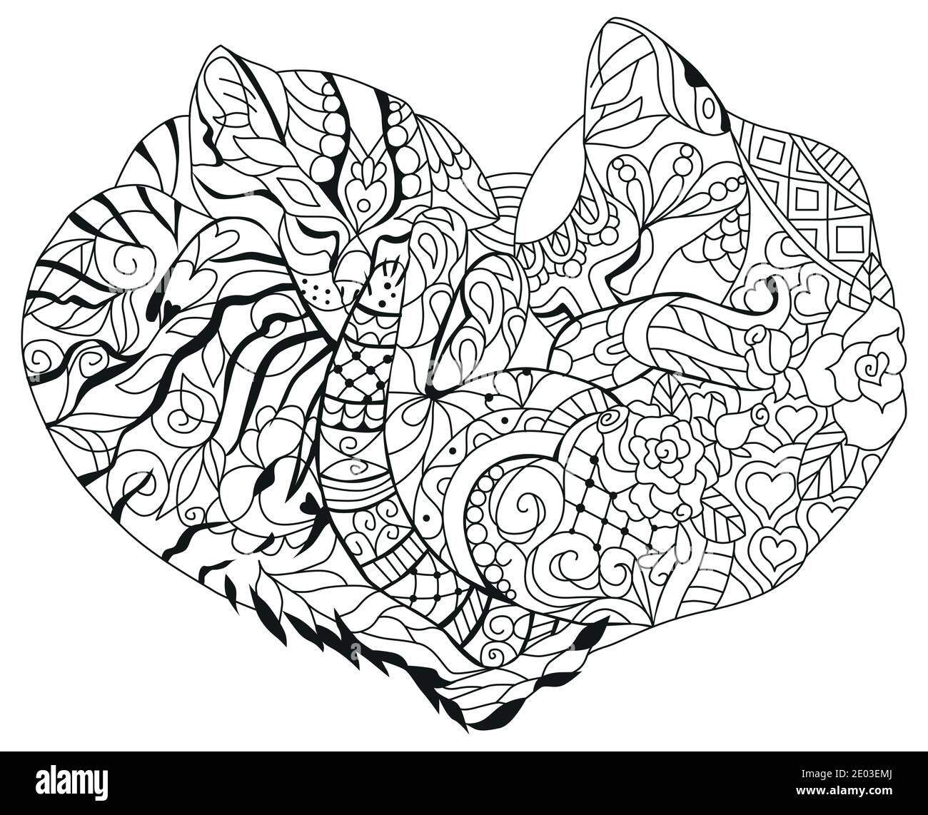 Deux chats adorables dormant en forme de cœur. Pour le motif t-shirt ...