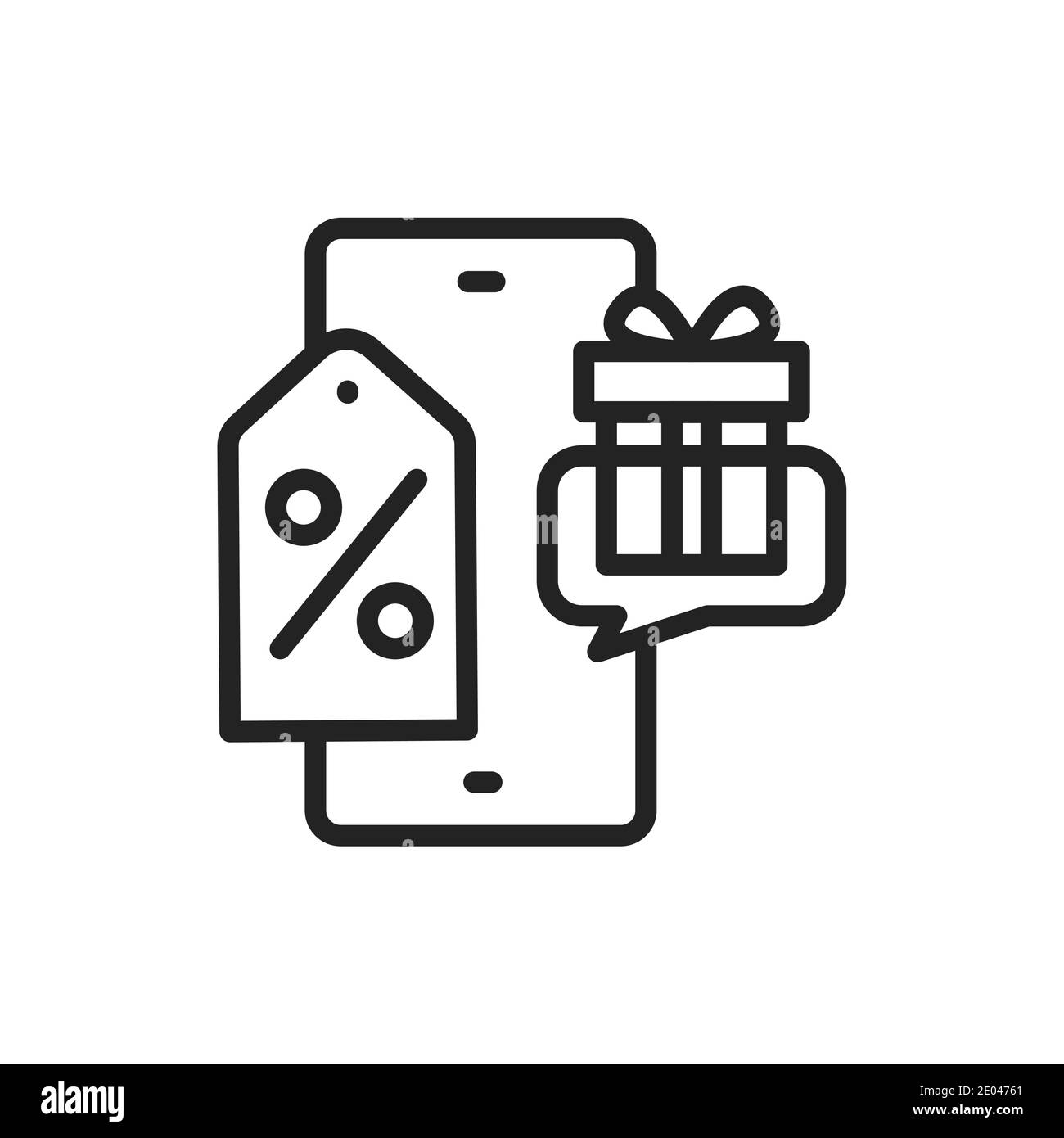 Icône de ligne d'offres noire. Promotion SMM. Pictogramme de contour ...