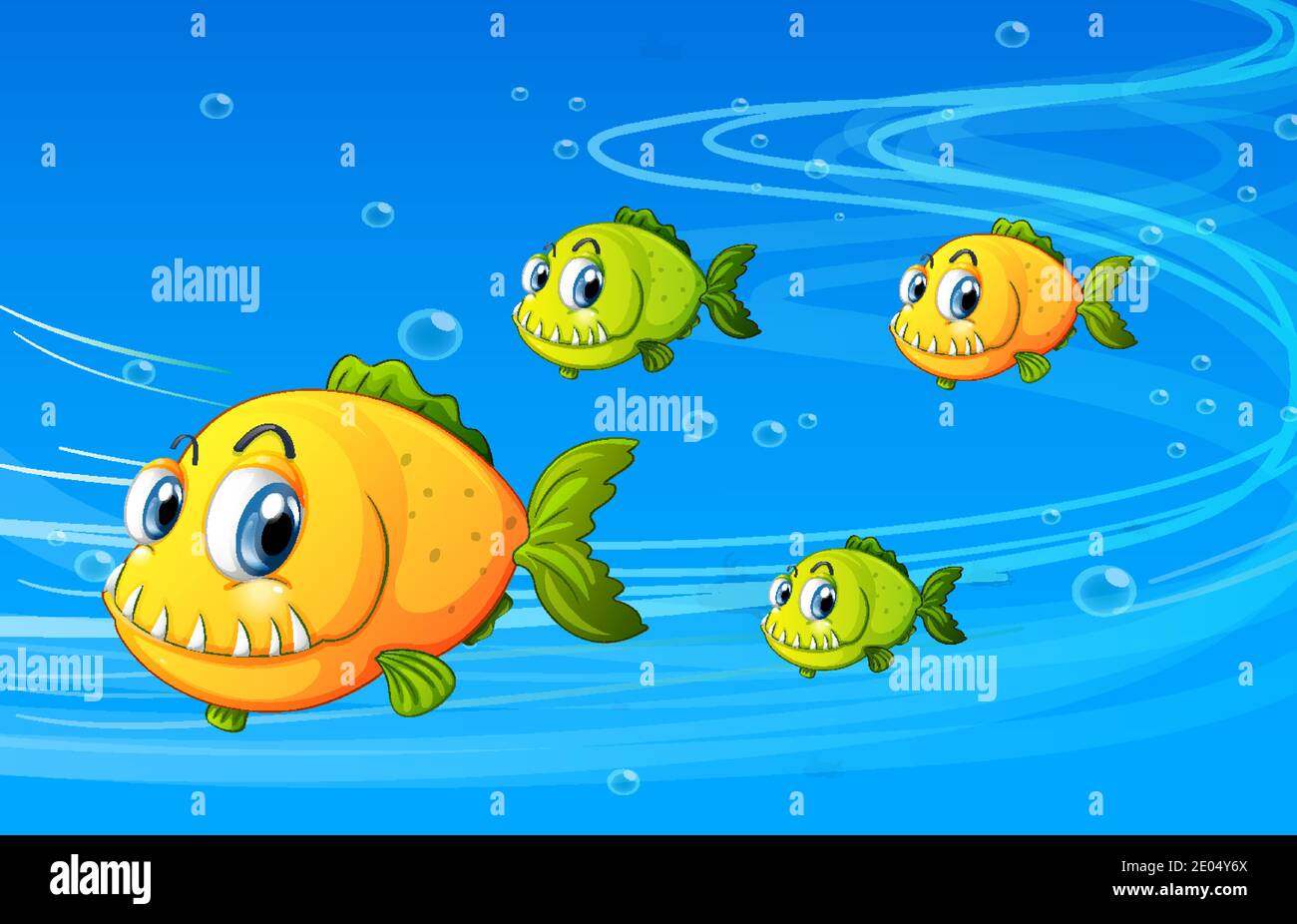 Beaucoup de poissons exotiques personnage de dessin animé dans l ...
