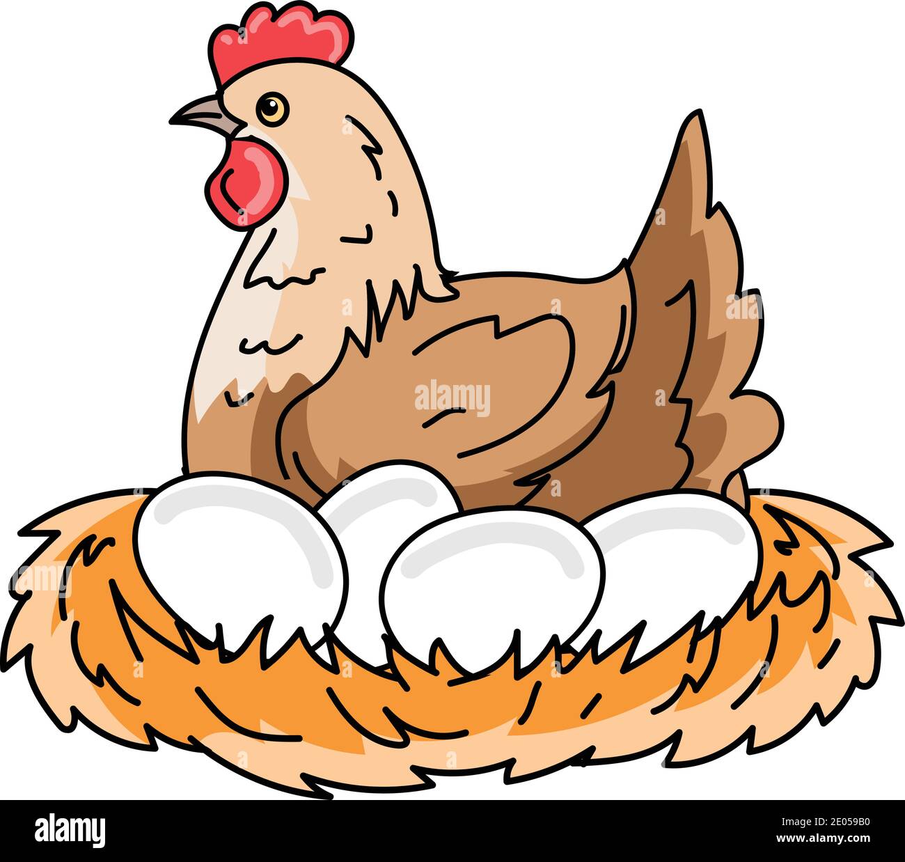La poule de dessin animé incube l'illustration du vecteur des œufs ... La poule de dessin animé incube l'illustration du vecteur des œufs ...