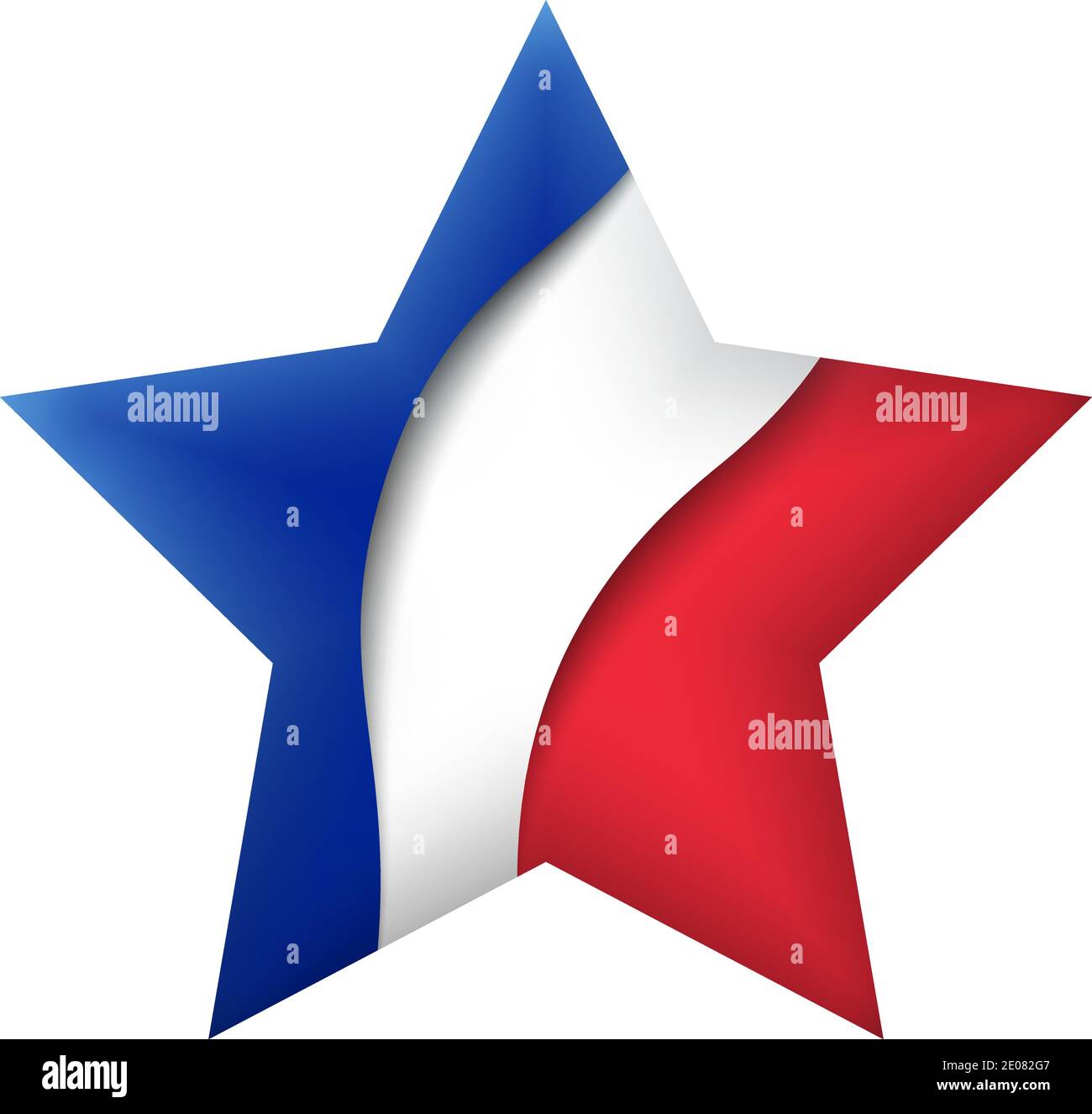 Symbole drapeau de France en forme d'étoile. Agitant dans le vent ...