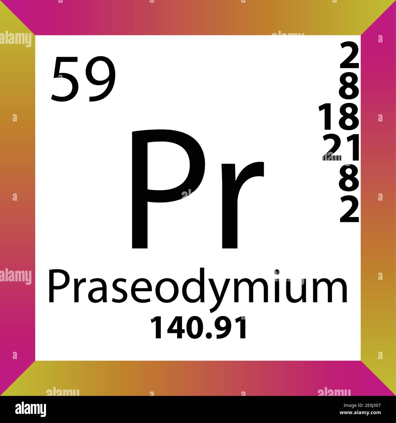 PR élément chimique en praséodyme Tableau périodique. Illustration à ...