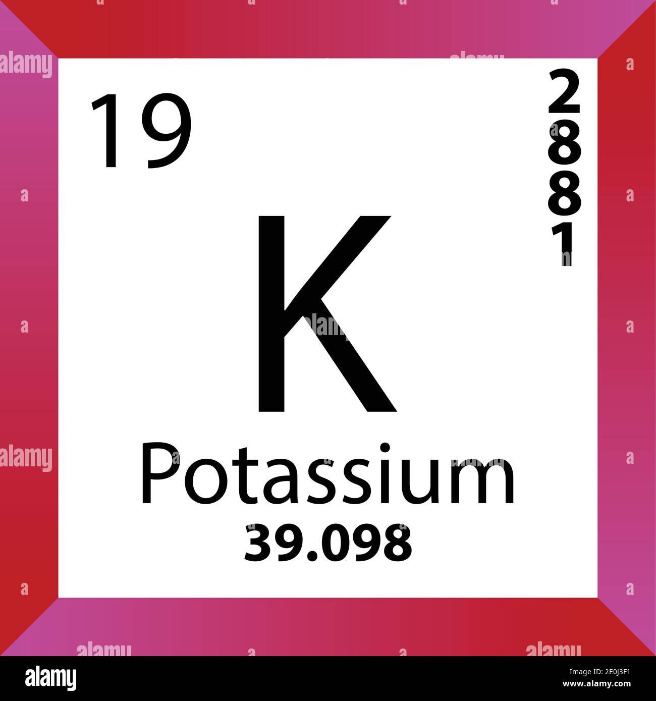 K Tableau périodique des éléments chimiques de potassium. Illustration ...