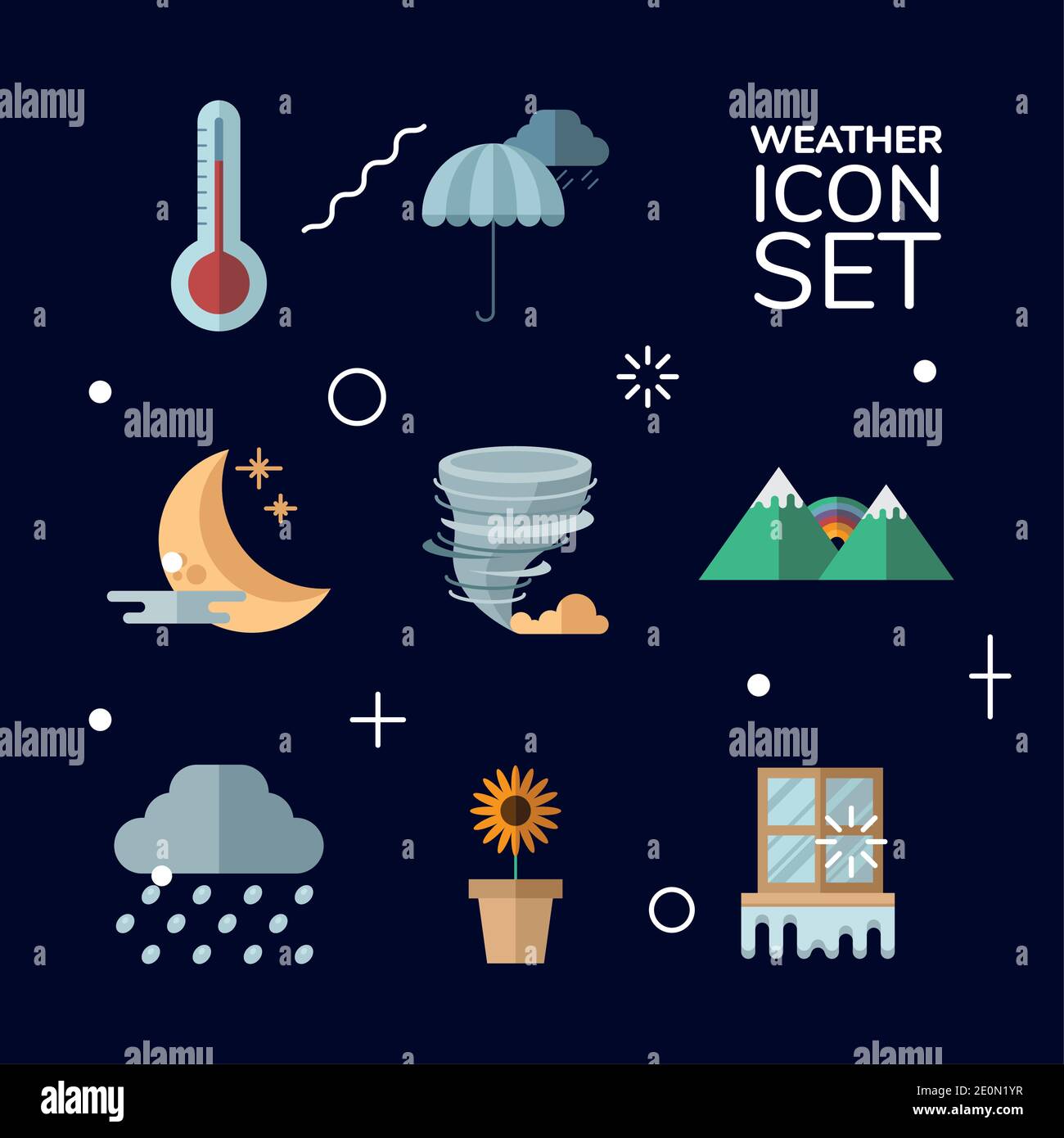 Collection de symboles météo, Météo ciel nature climat saison et thème ...