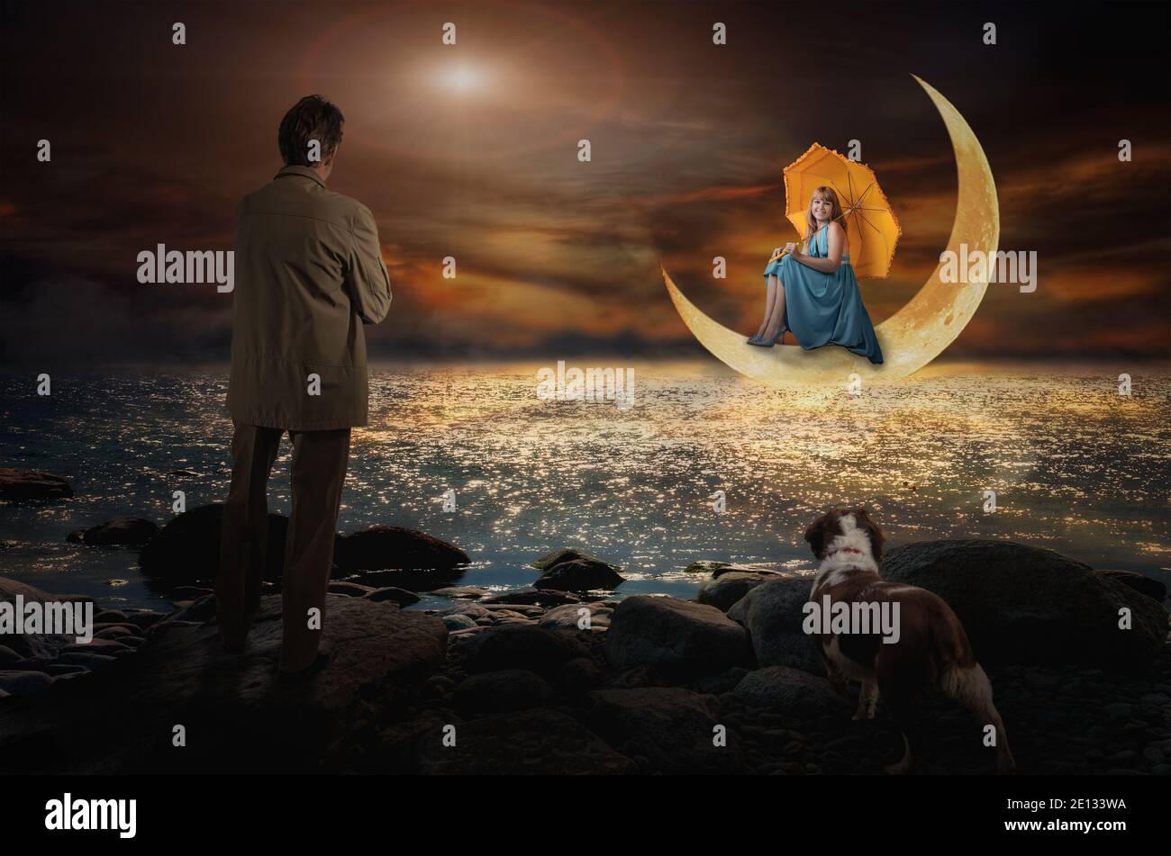Dialogue avec la lune (illustration d'une situation fictive, sous forme ...