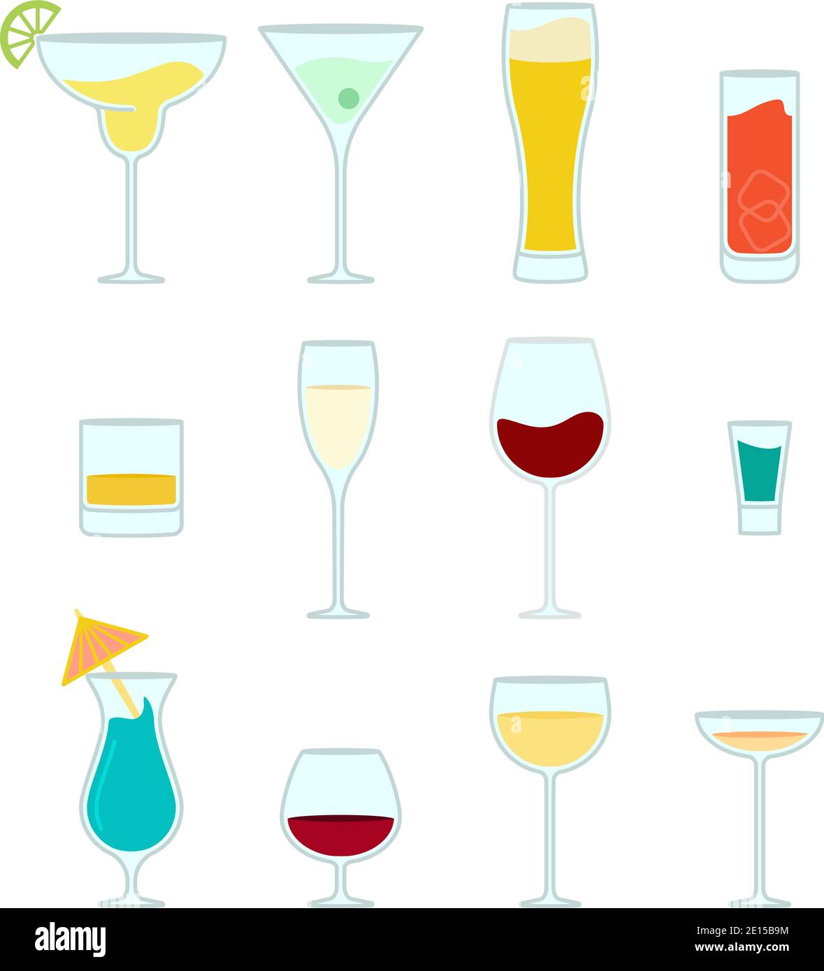 Ensemble de différents types de boissons alcoolisées comme des ...