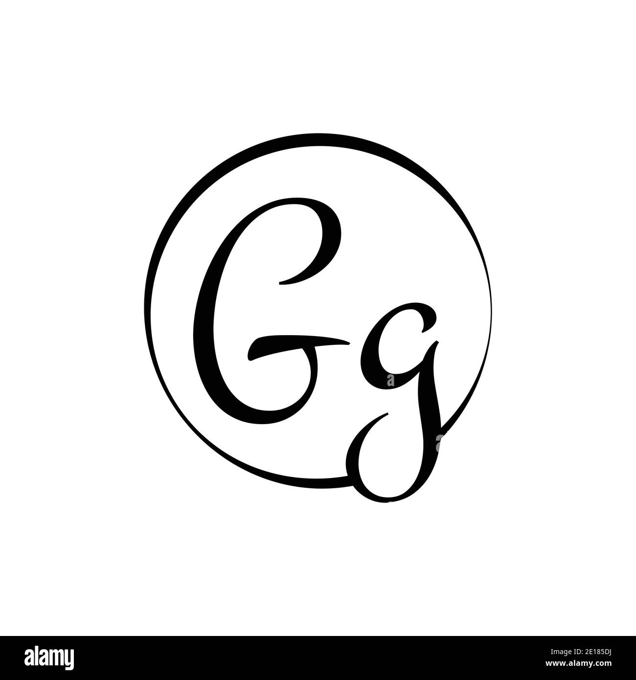 Lettre de script GG initiale logo modèle vectoriel de typographie ...
