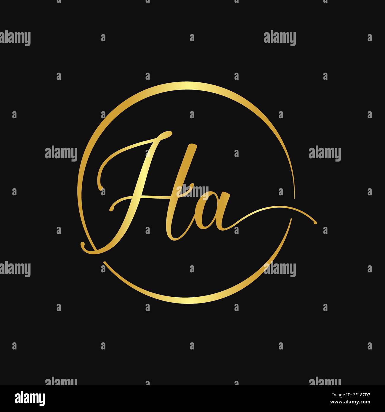 MODÈLE de scénario DE logo HA script. Lettre de calligraphie initiale ...