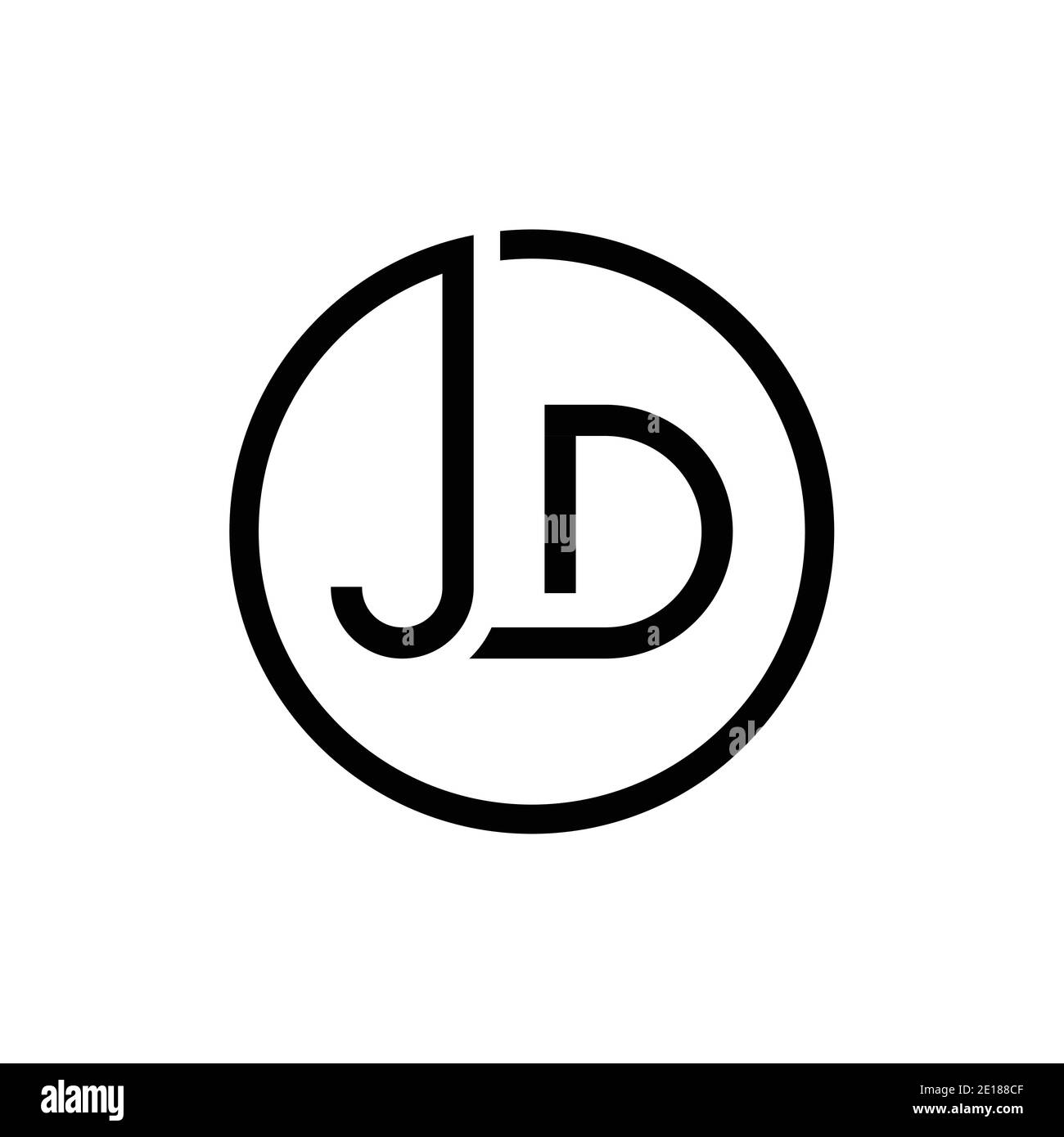 Modèle de scénario de logo JD de la lettre créative. Original Circle ...