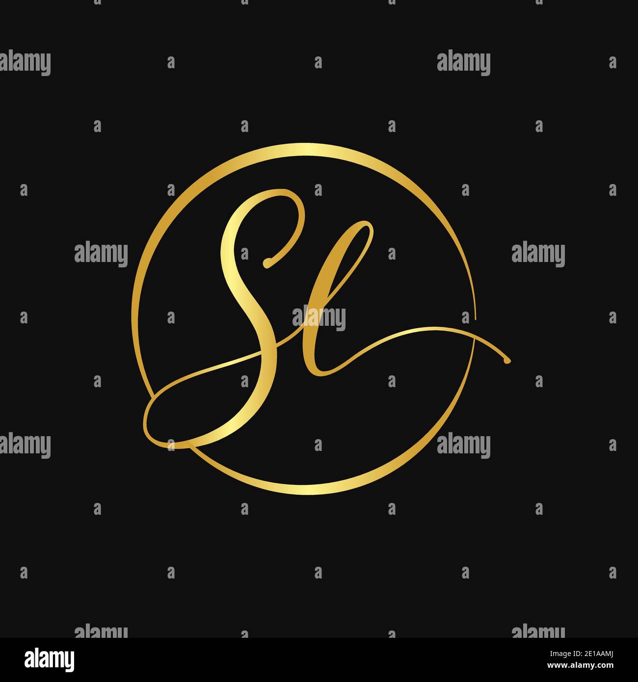 Modèle vectoriel de logo de lettre SL initiale. Résumé script lettre SL ...