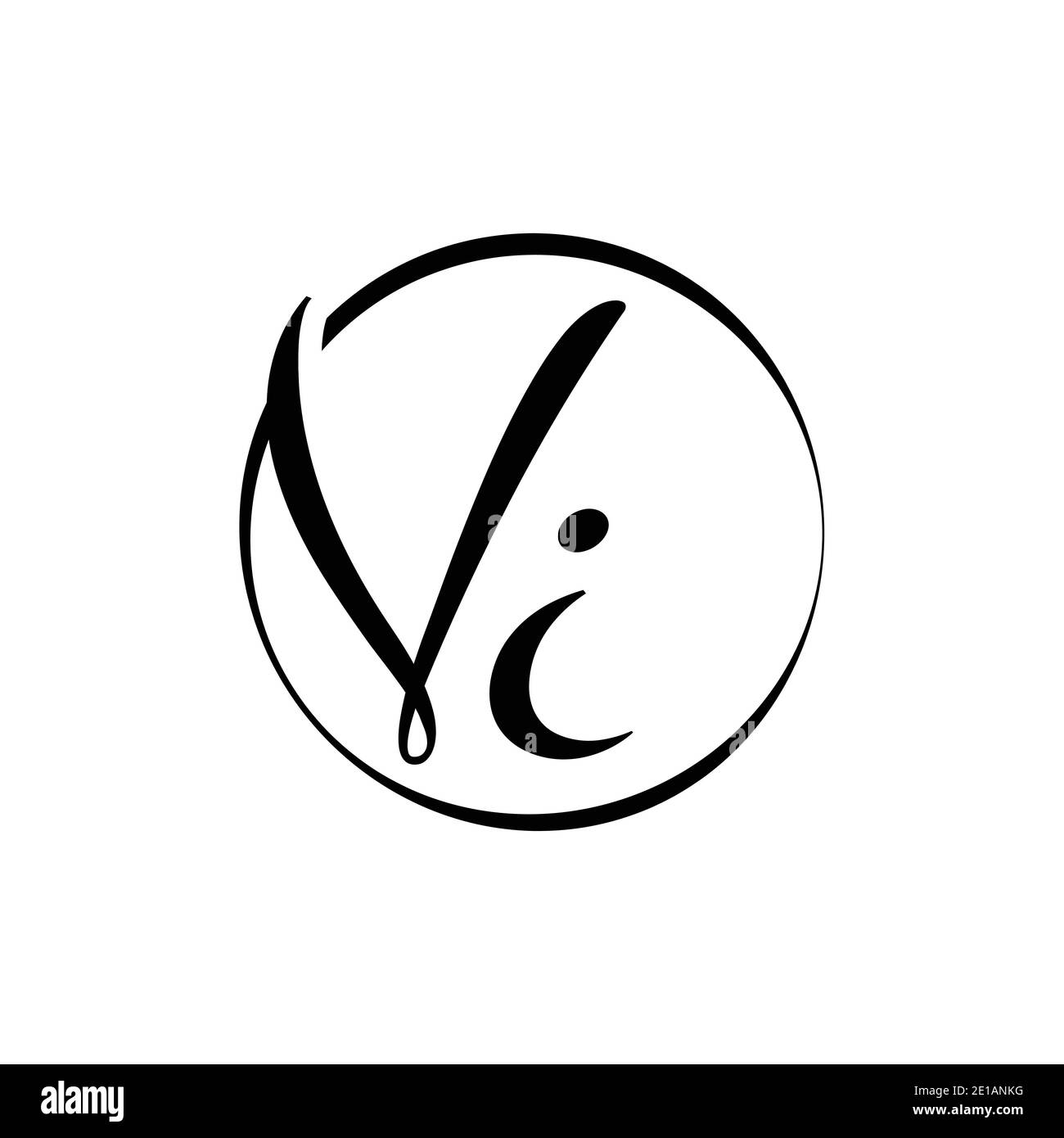 Modèle vectoriel de logo de lettre VI initiale. Résumé script lettre VI ...
