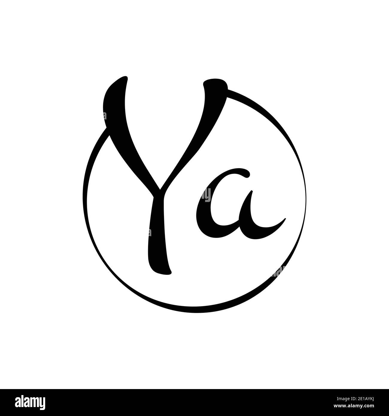 Modèle vectoriel de logo de lettre ya. Résumé lettre de script ya ...