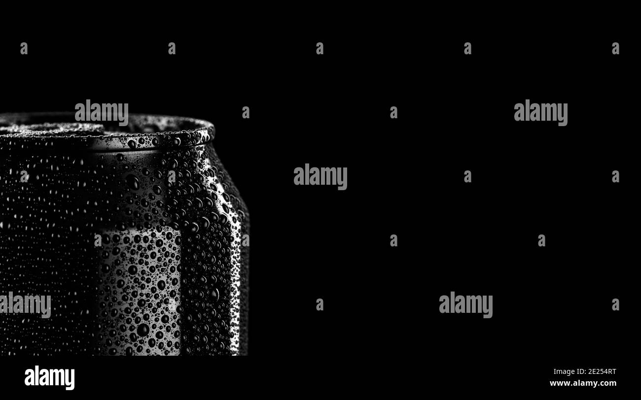 Canette en métal noir. Canette en aluminium noir de bière, limonade ou ...