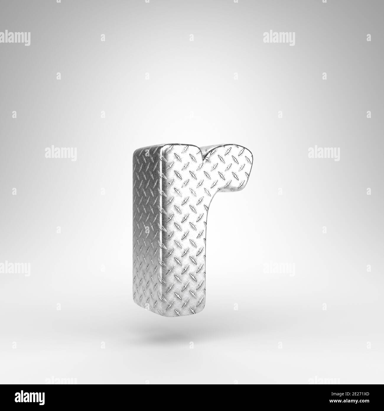 Lettre R minuscule sur fond blanc. Police de rendu 3D en aluminium avec ...