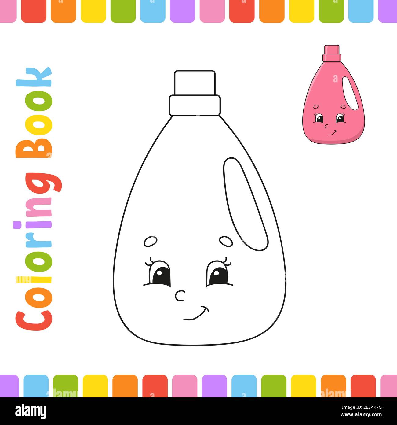 Livre de coloriage pour enfants. Détergent de lavage. Caractère joyeux ...