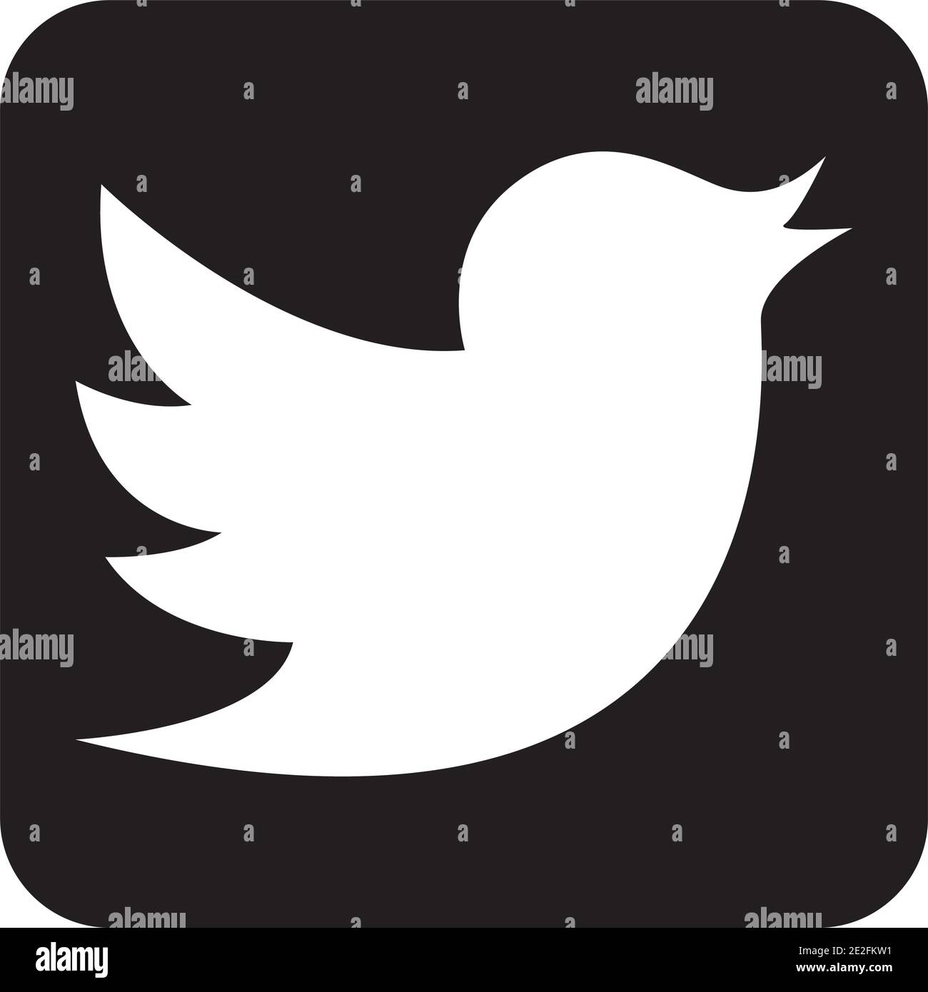 Icône de symbole de logo Twitter sur fond blanc, motif silhouette ...