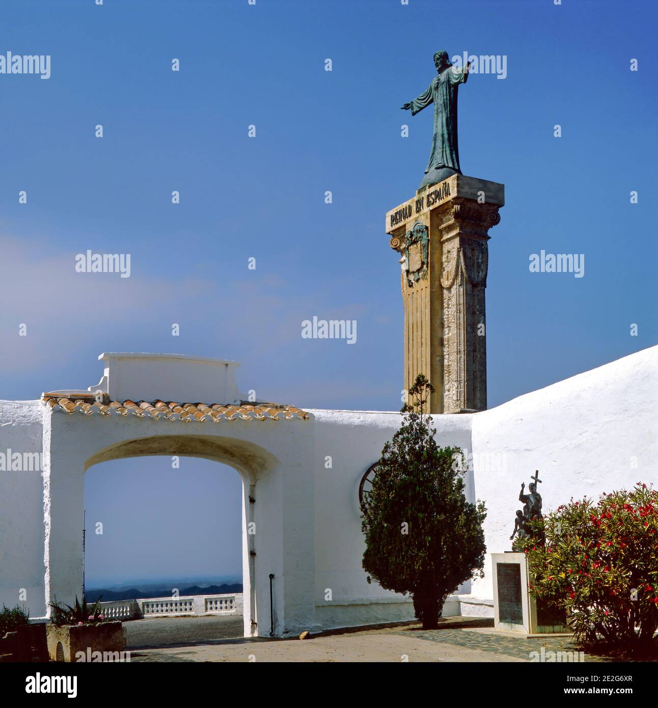 Statue du Christ au sommet de Monte Toro Minorque Espagne. C'est le ...