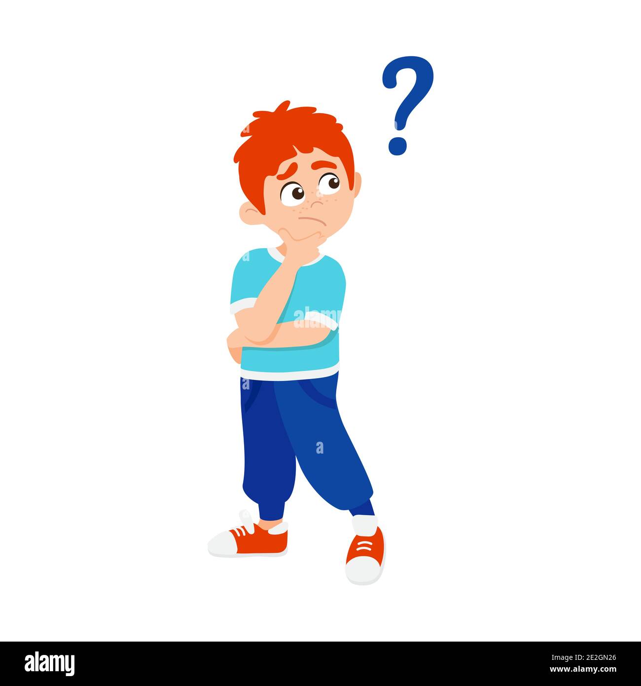 Petit garçon enfant posant la question plate style design illustration ...