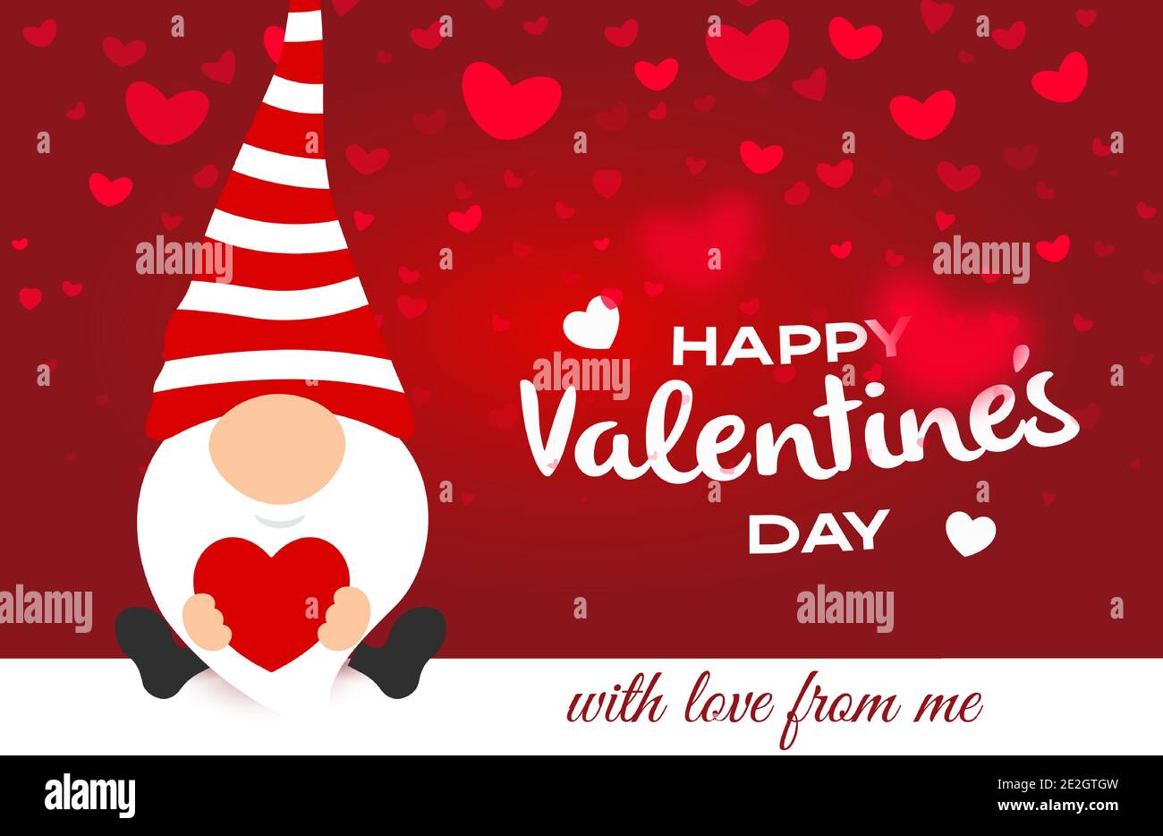 Carte de vœux de Saint-Valentin. Joli gnome de dessin animé avec coeur ...