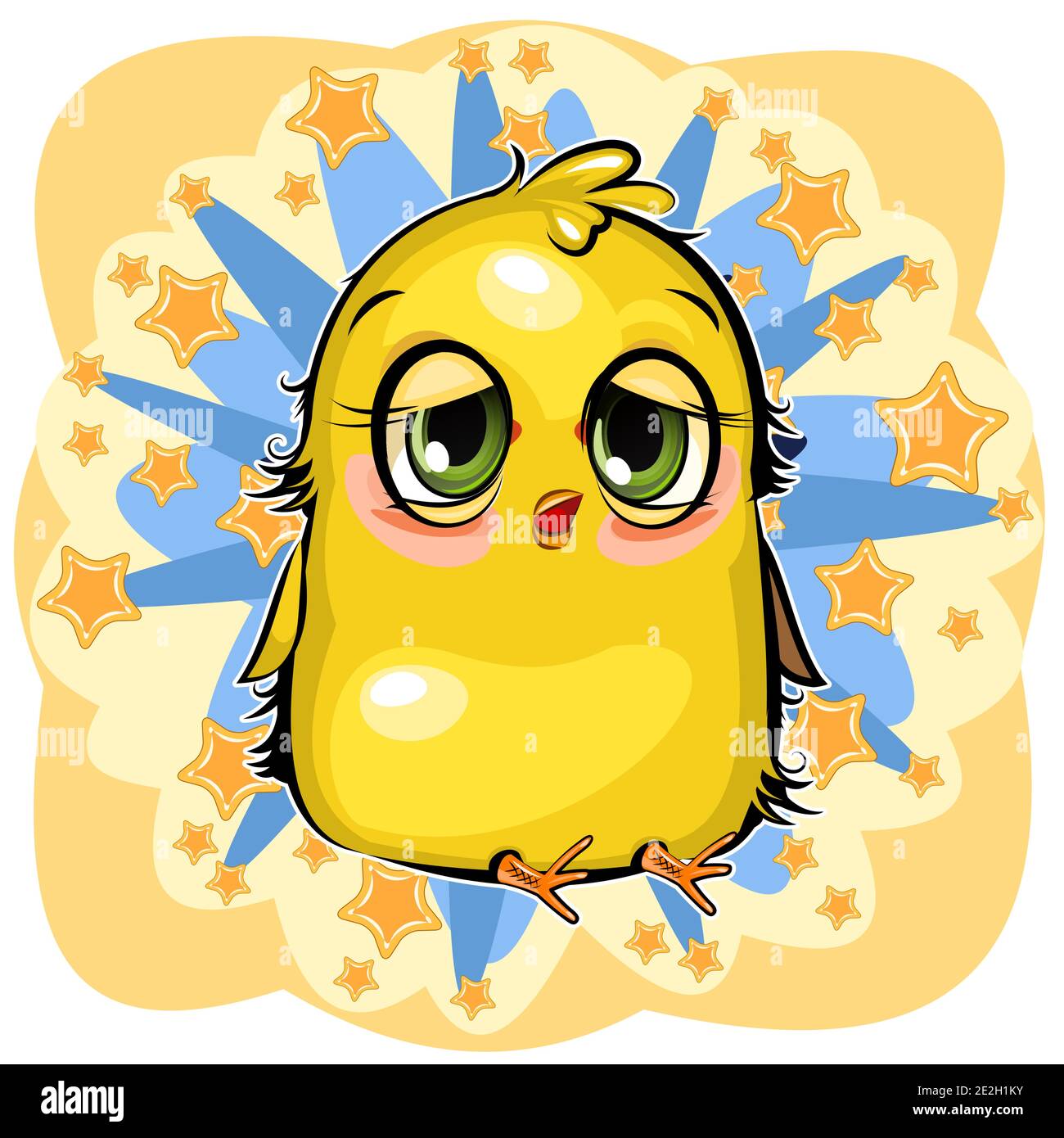 Poussin endormi. Poussin drôle. Veut dormir. Joli et drôle oiseau de ...