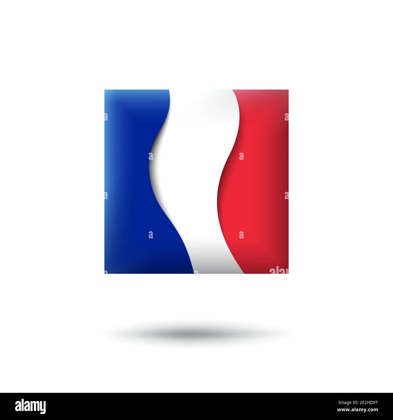 Symbole drapeau de France en forme de carré. Agitant dans le vent ...