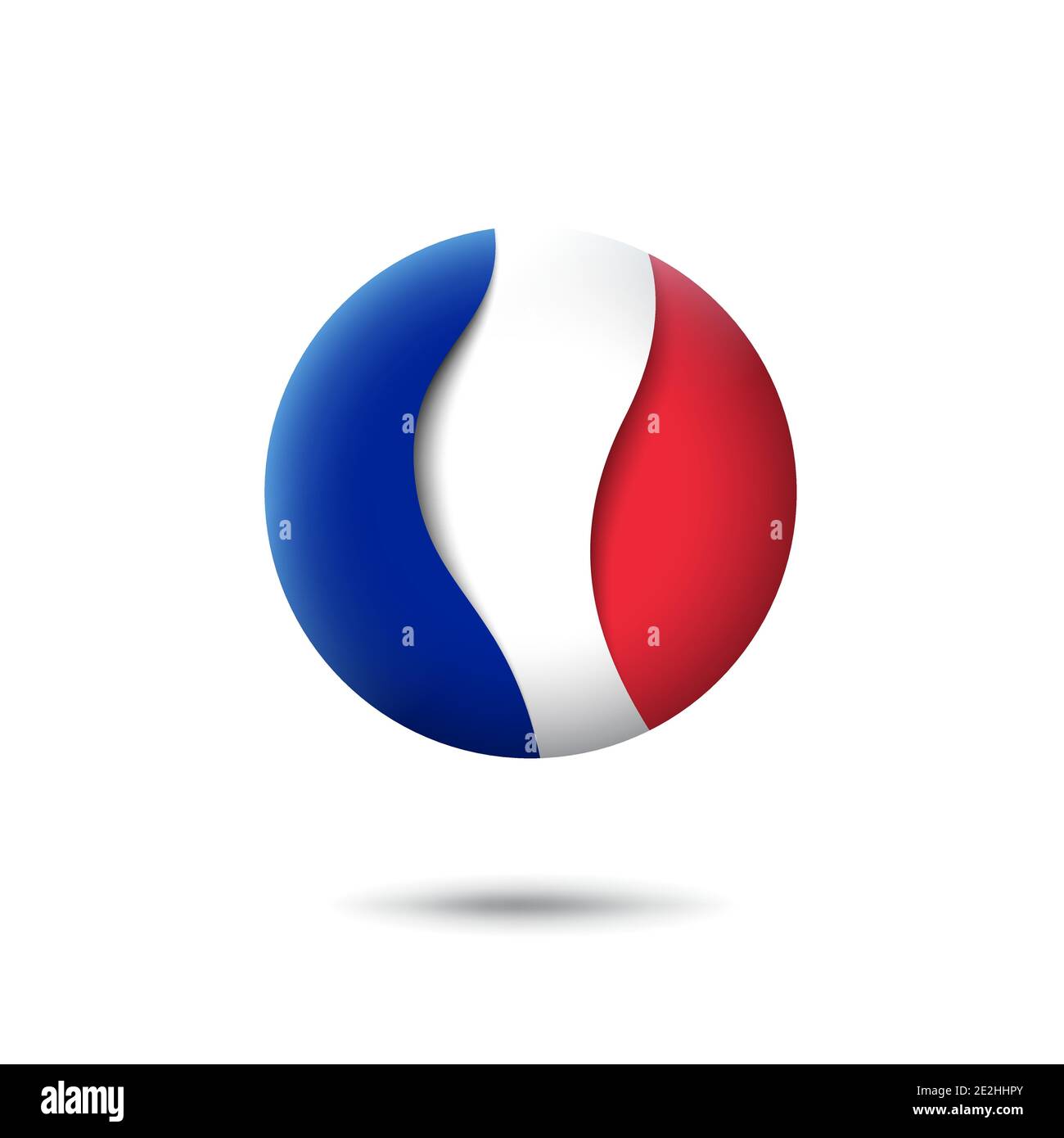 Symbole drapeau de France en forme de cercle. Agitant dans le vent ...