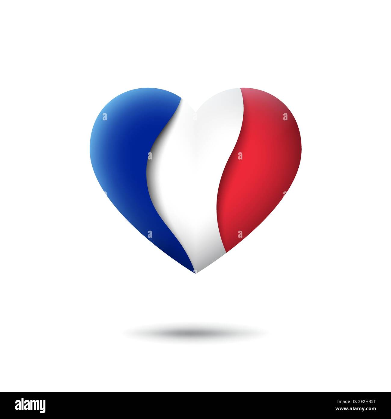 Symbole drapeau de France en forme de coeur. Agitant dans le vent ...