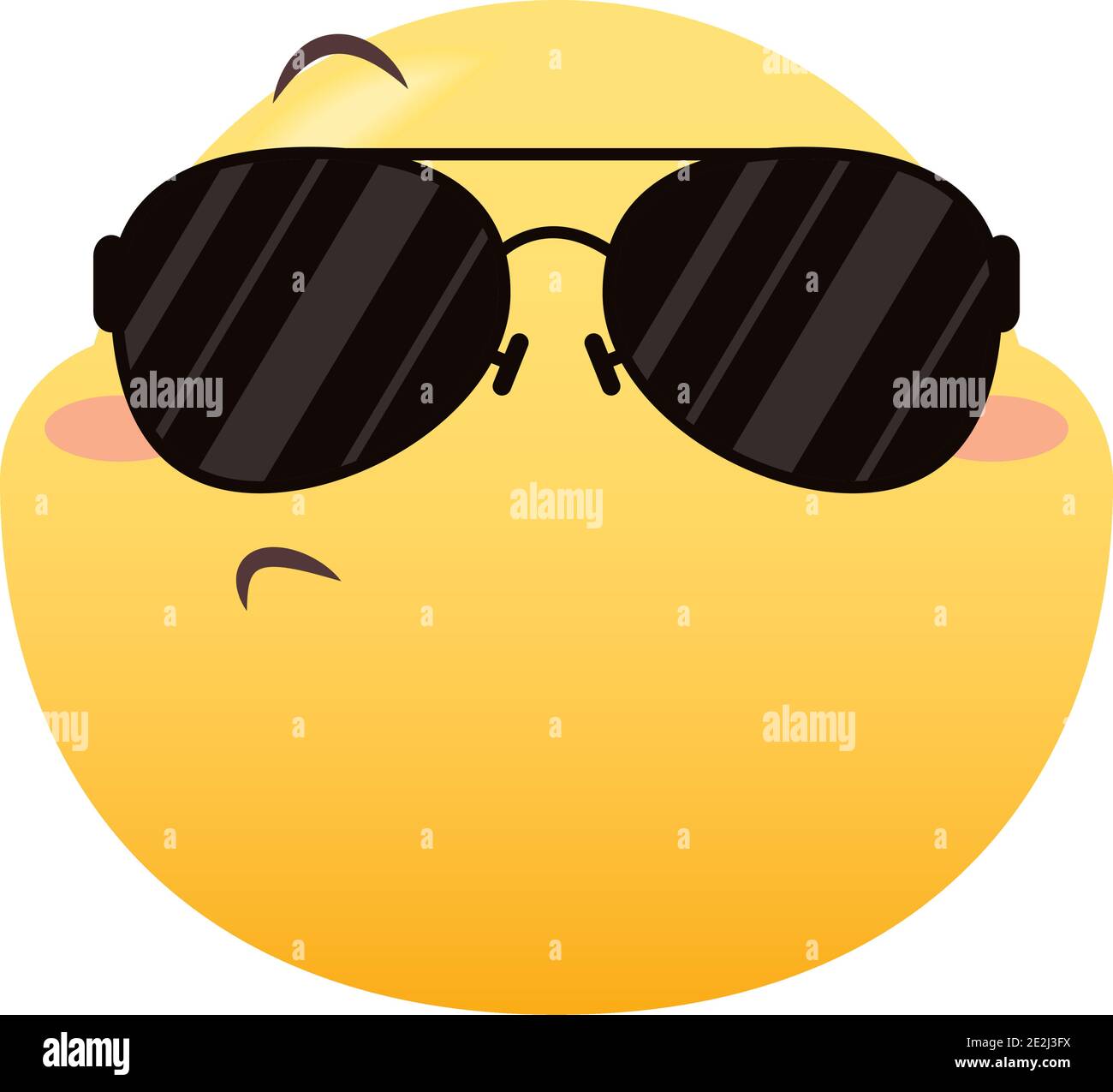 Emoji visage avec motif lunettes d'été, expression de dessin animé ...