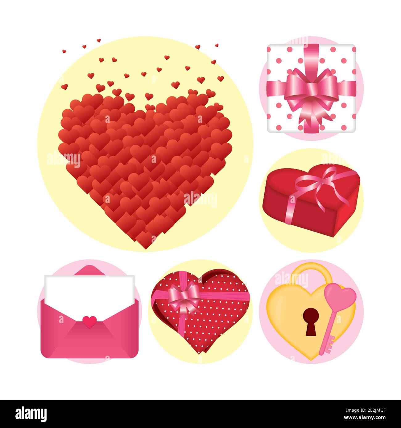 Collection de symboles de la Saint Valentin heureux de l'amour passion ...