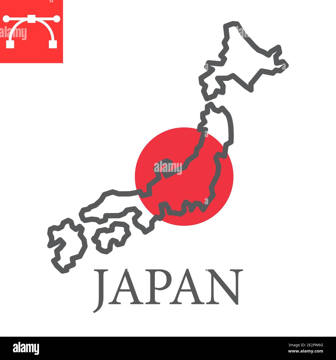 Carte de l'icône de ligne de couleur du Japon, pays et géographie ...