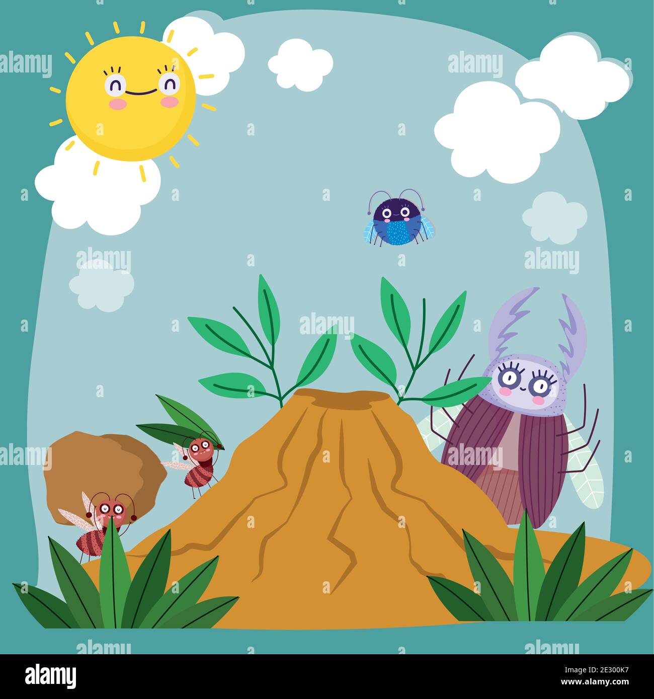 drôle de fourmis insectes animaux anthill feuillage dessin animé ...