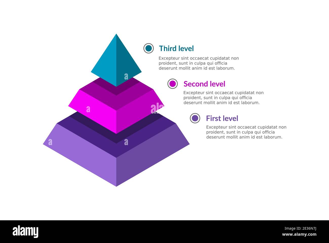 Infographie pyramide 3D. Graphique abstrait de triangle commercial ...