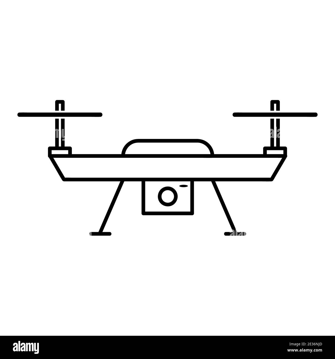 Icône de drone. Pictogramme plat pour toile. Trait. Isolé sur fond ...